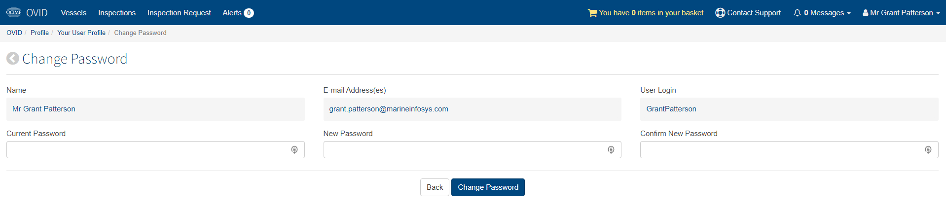 OVID - Resetting Your OVID Password Within Your Account – OCIMF Help Centre